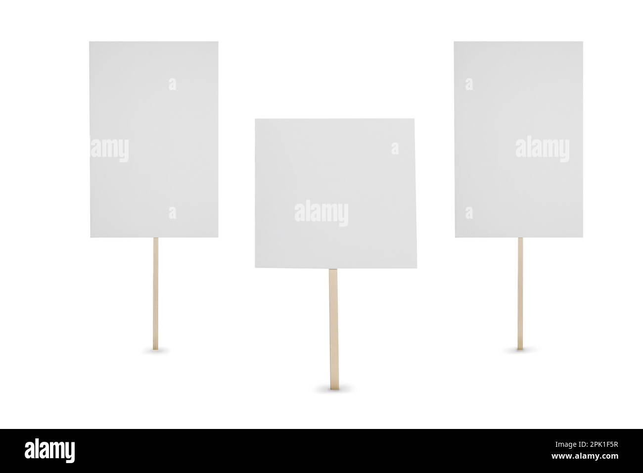 Set with different blank protest signs on white background Stock Photo ...