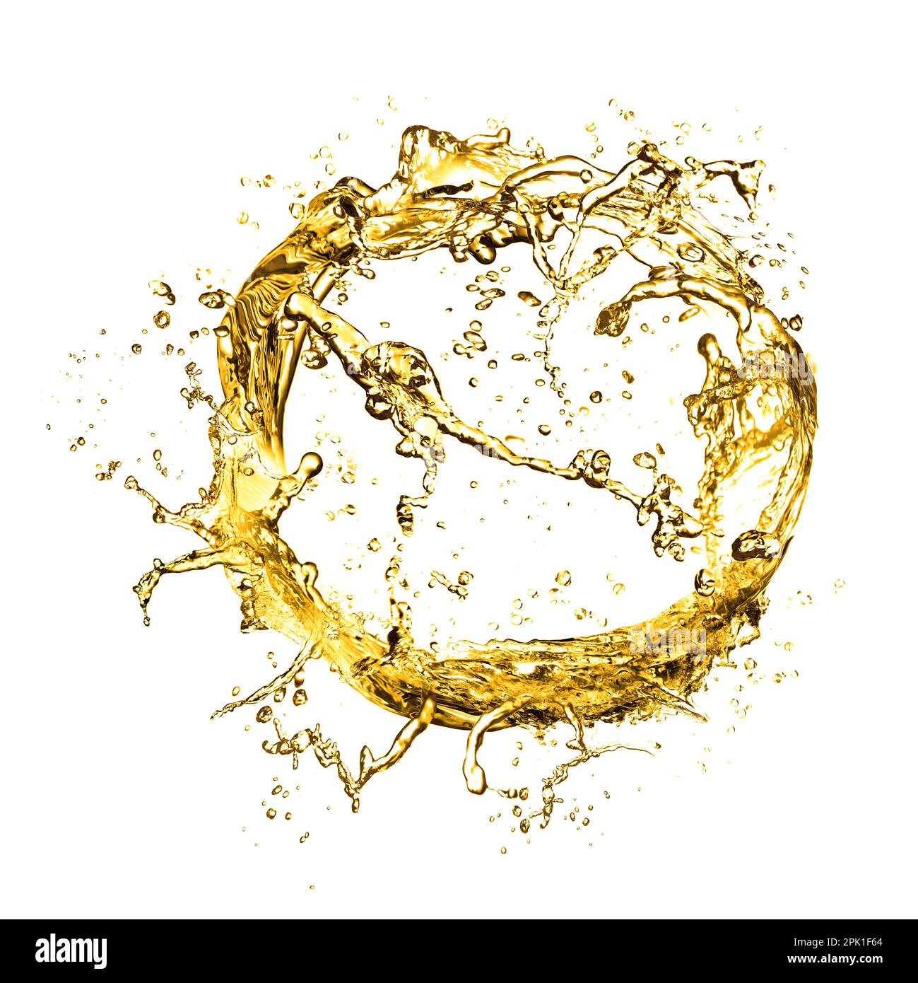 Abstract splash of golden oily liquid on white background Stock Photo ...