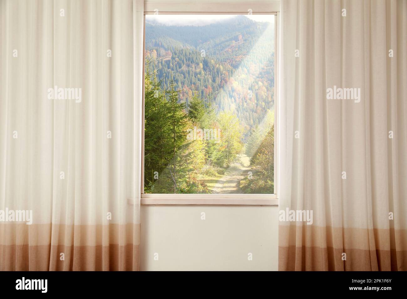 Mountain landscape view through glass hi-res stock photography and ...