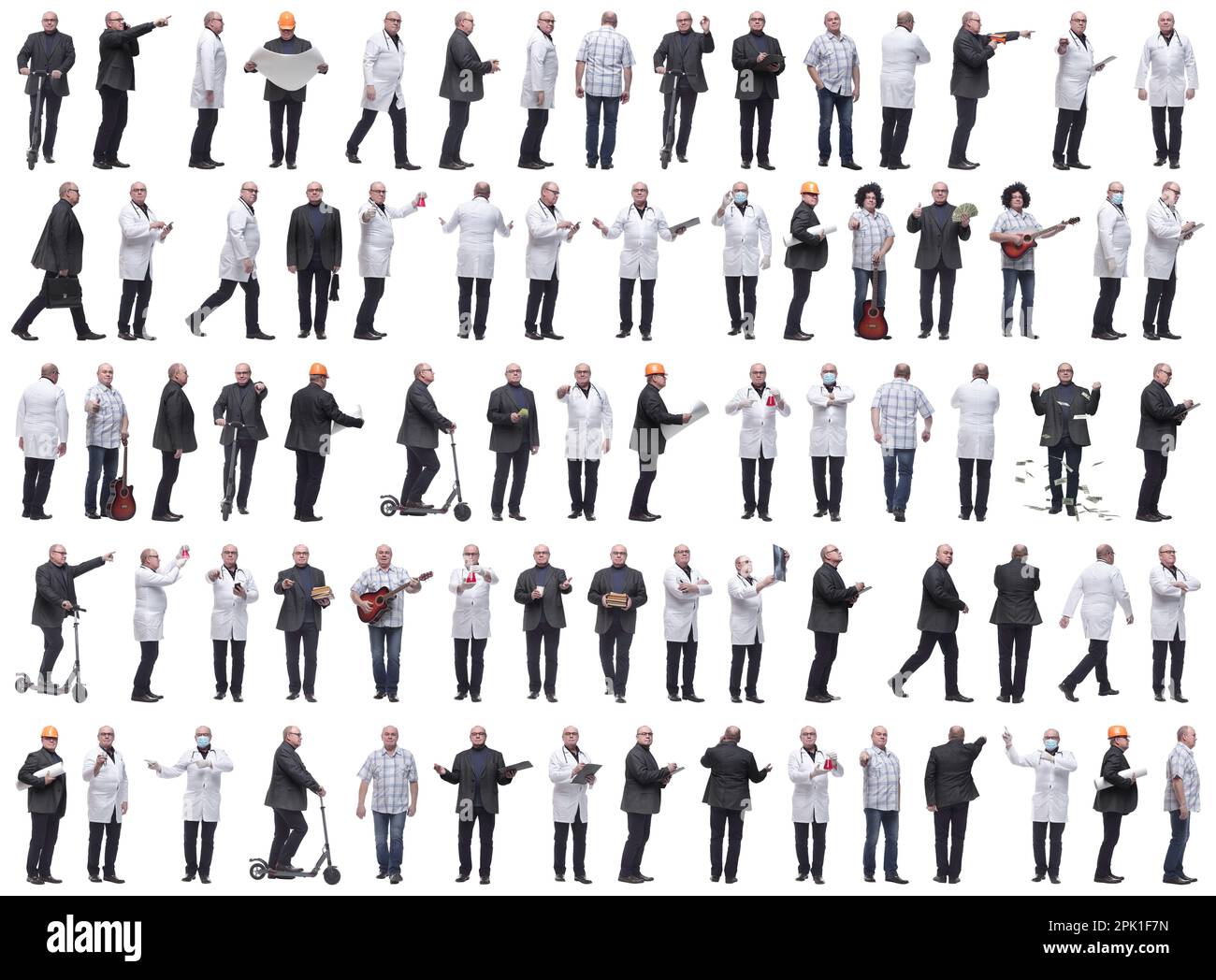 collage of a man in full growth displaying many professions and ...