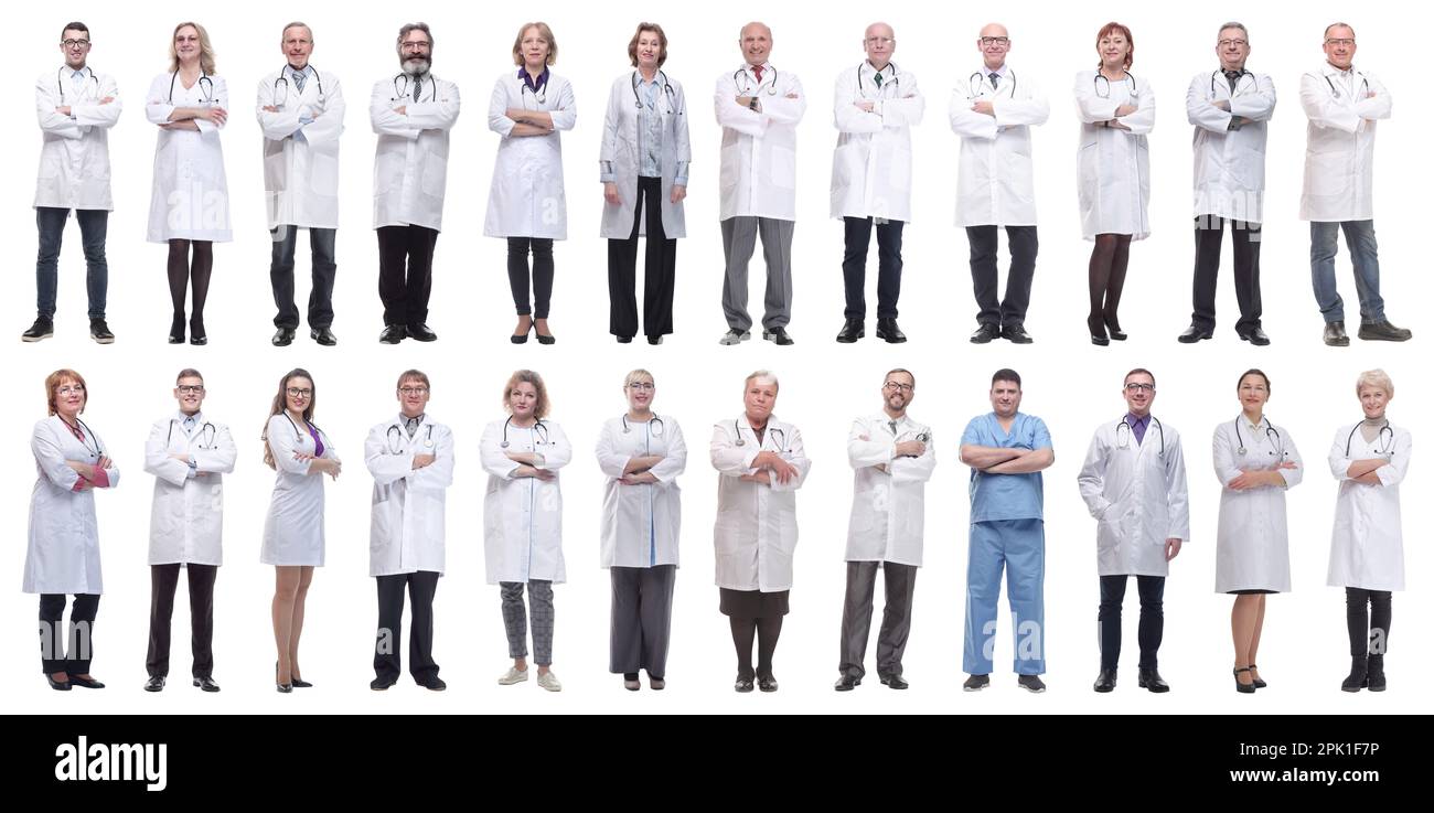 group of doctors in full length isolated on white Stock Photo - Alamy