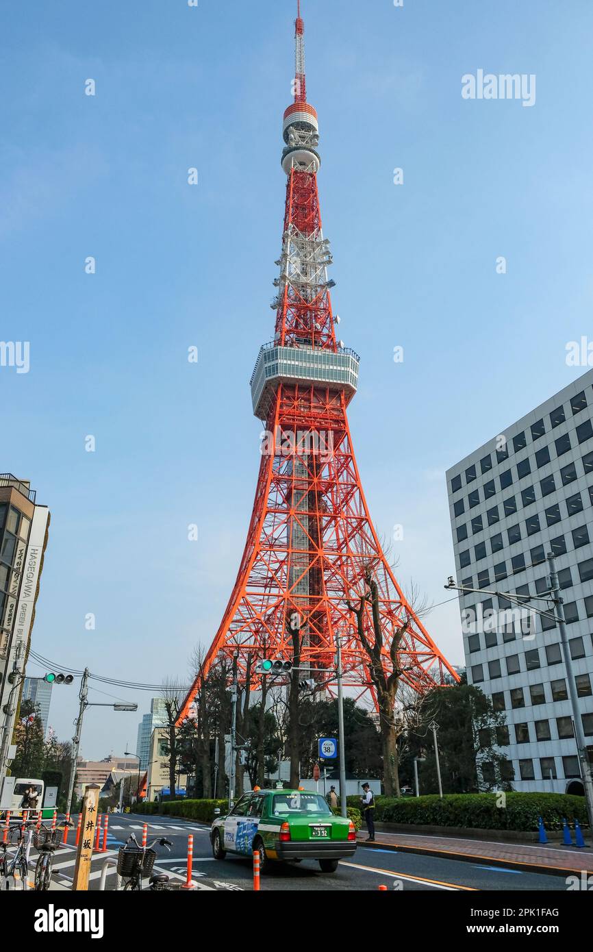 Tokyo, Japan - March 9, 2023: Tokyo Tower is a telecommunications and ...