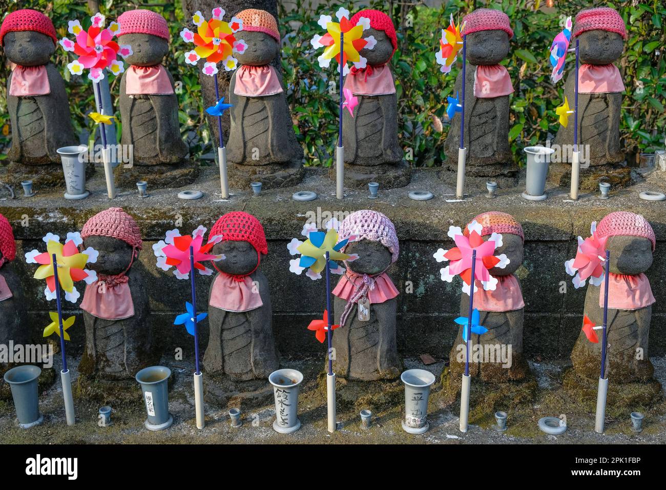 Tokyo, Japan - March 9, 2023: Jizo statues at Zojoji Temple is a Buddhist temple in Minato ...