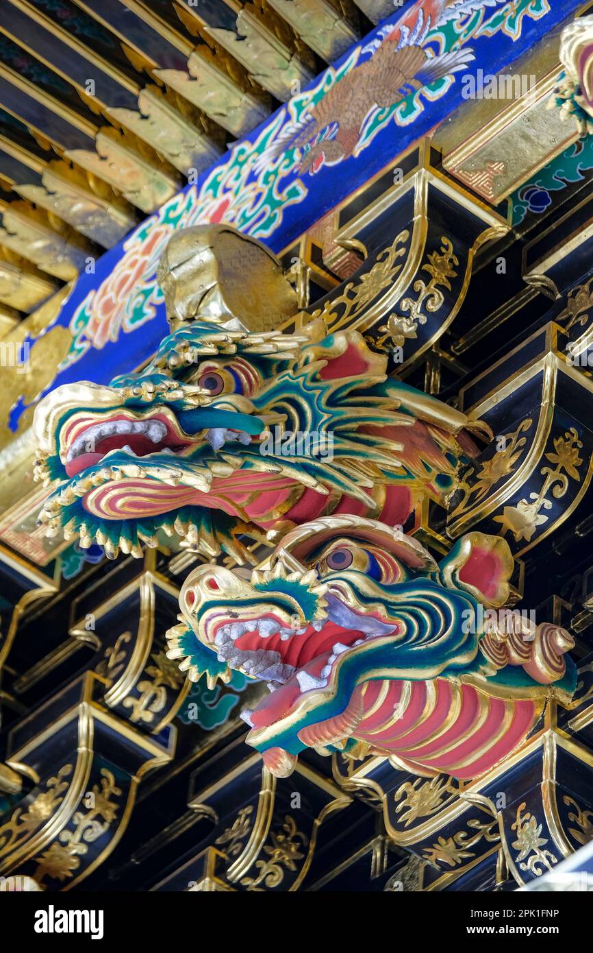 Nikko, Japan - March 11, 2023: Detail of the Nikko Toshogu, the shinto ...