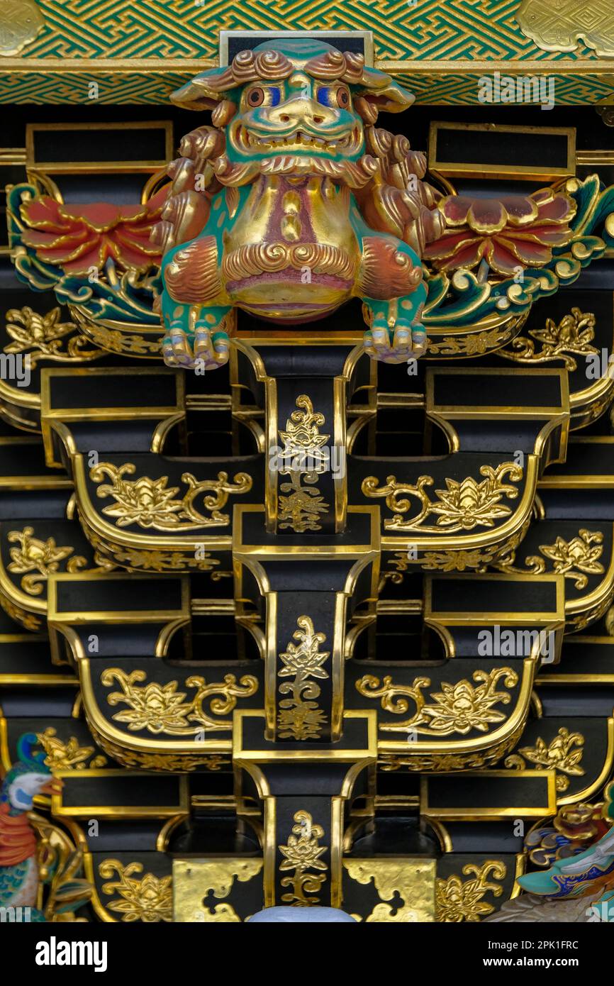 Nikko, Japan - March 11, 2023: Detail of the Nikko Toshogu, the shinto ...
