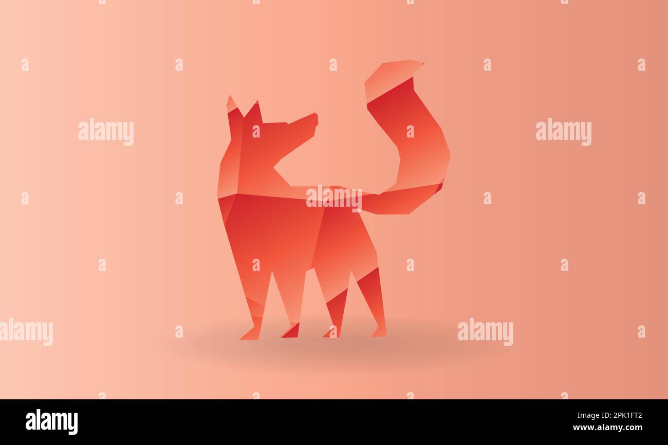 Geometric fox clip art design, vector. Geometrical mosaic illustration ...