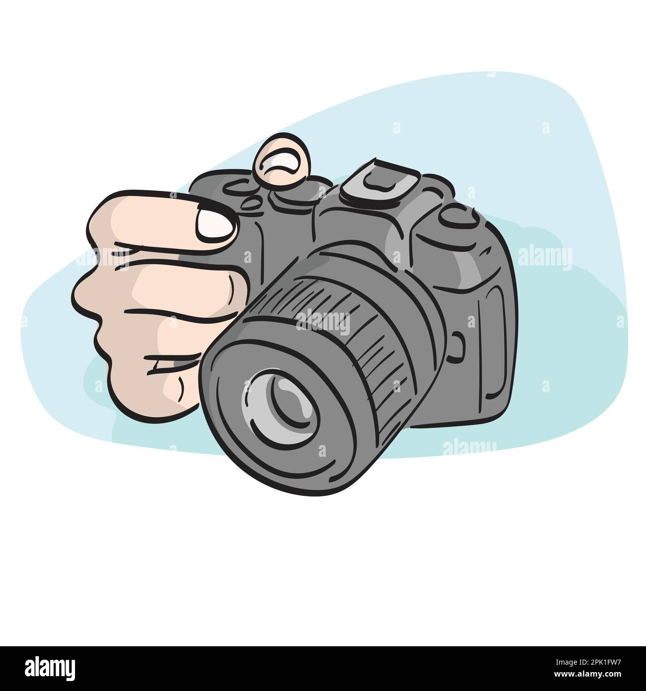 closeup hand holding professional dslr camera illustration vector hand ...