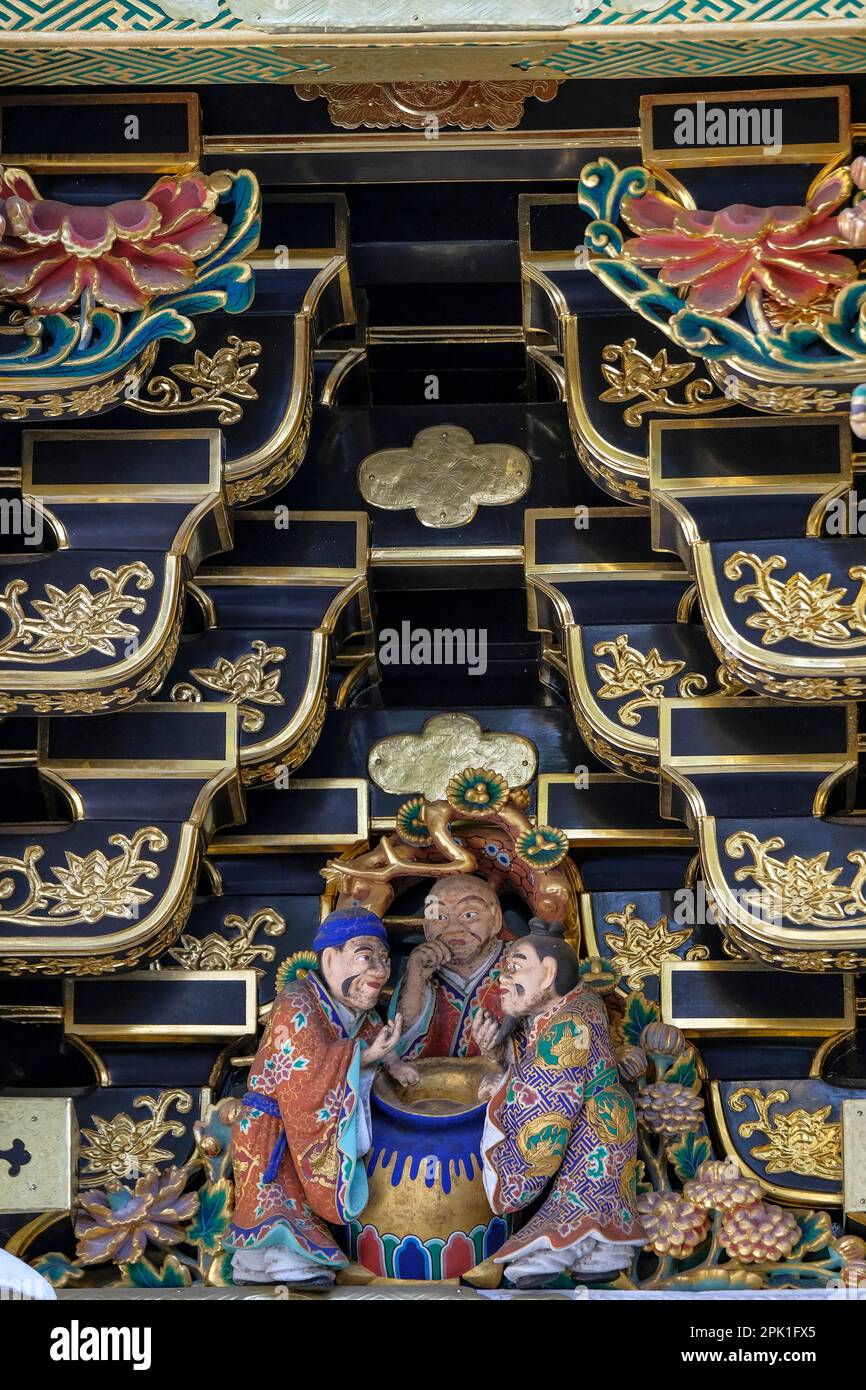 Nikko, Japan - March 11, 2023: Detail of the Nikko Toshogu, the shinto ...