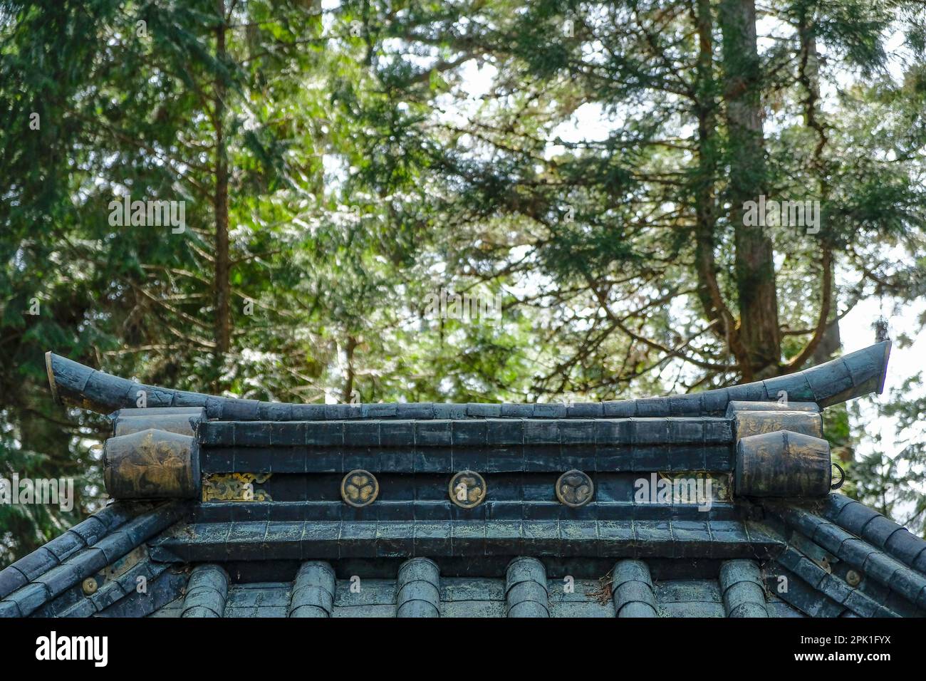 Nikko, Japan - March 11, 2023: Detail of a roof at the Nikko Toshogu ...