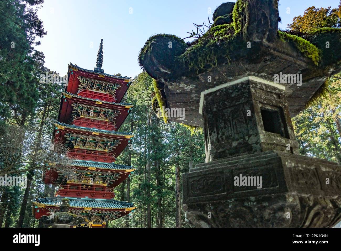 Nikko, Japan - March 11, 2023: Pagoda at the Nikko Toshogu, the shinto ...