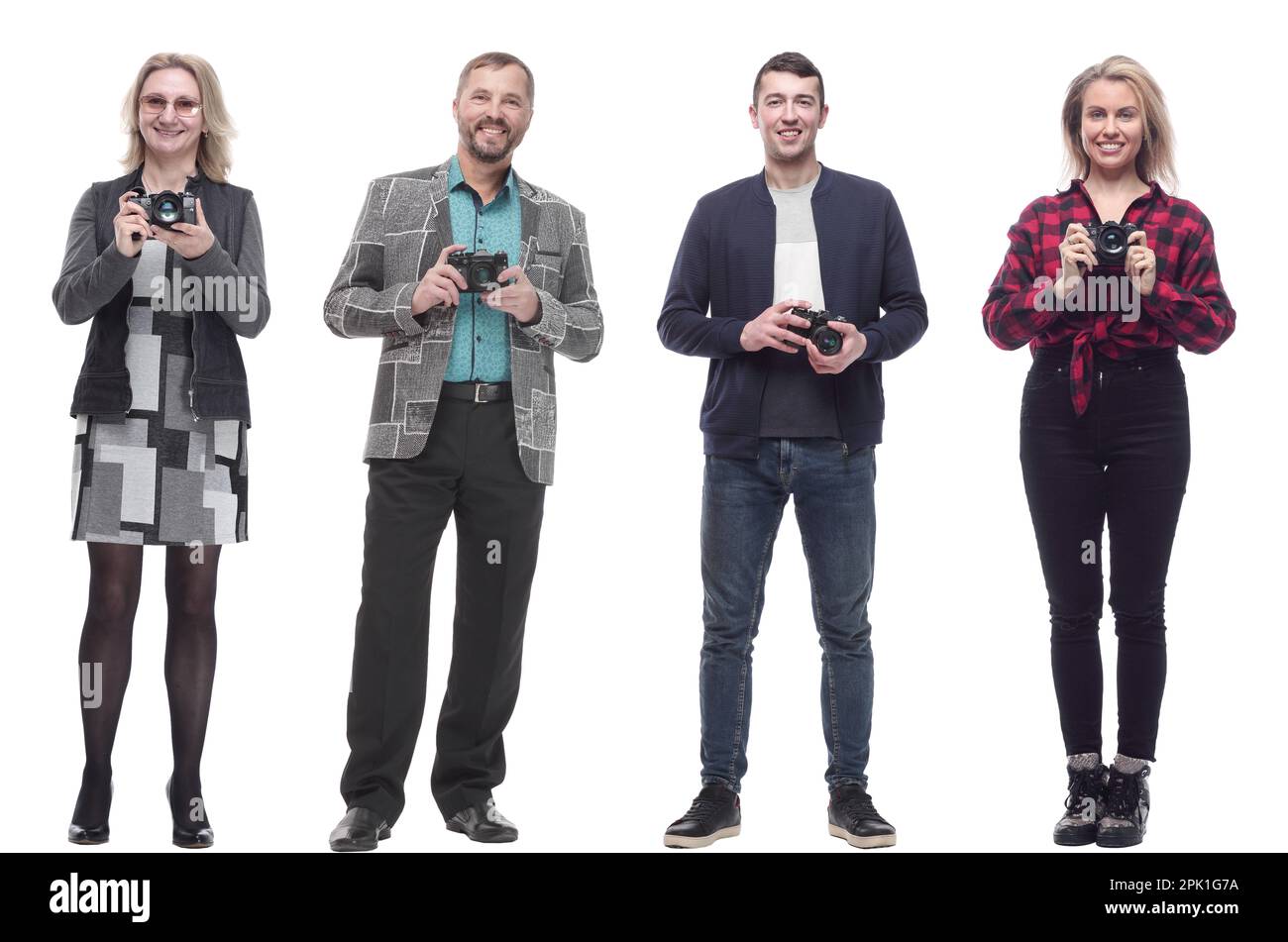 collage of professional photographers in full length isolated Stock ...