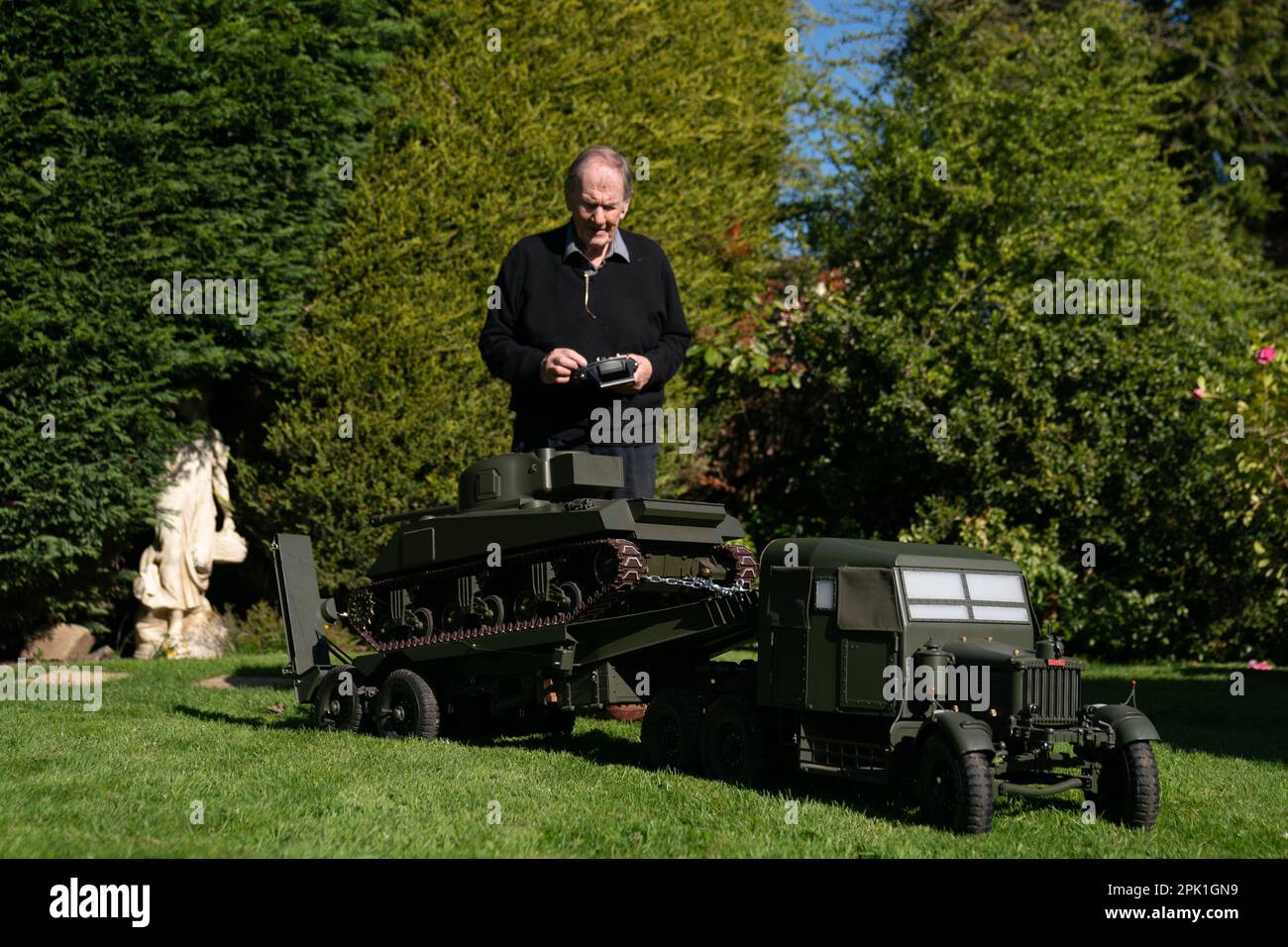 Roland Hopper in his garden near Saffron Walden, Essex, with his 8ft ...