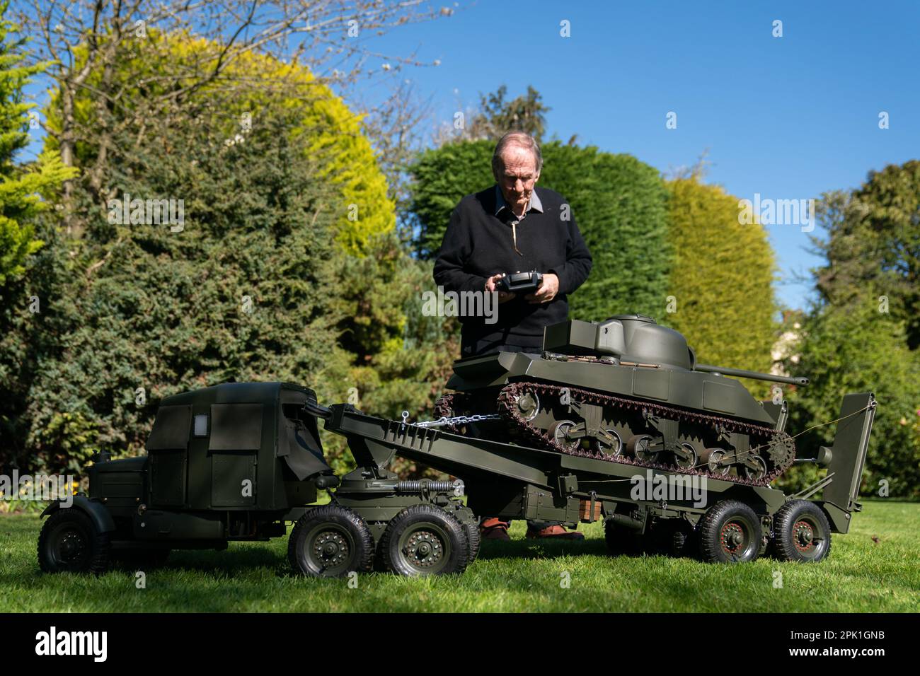 Roland Hopper in his garden near Saffron Walden, Essex, with his 8ft ...