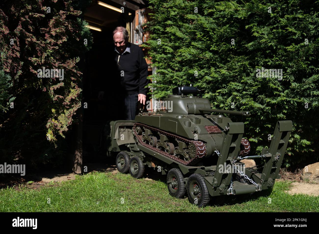 Roland Hopper in his garden near Saffron Walden, Essex, with his 8ft ...