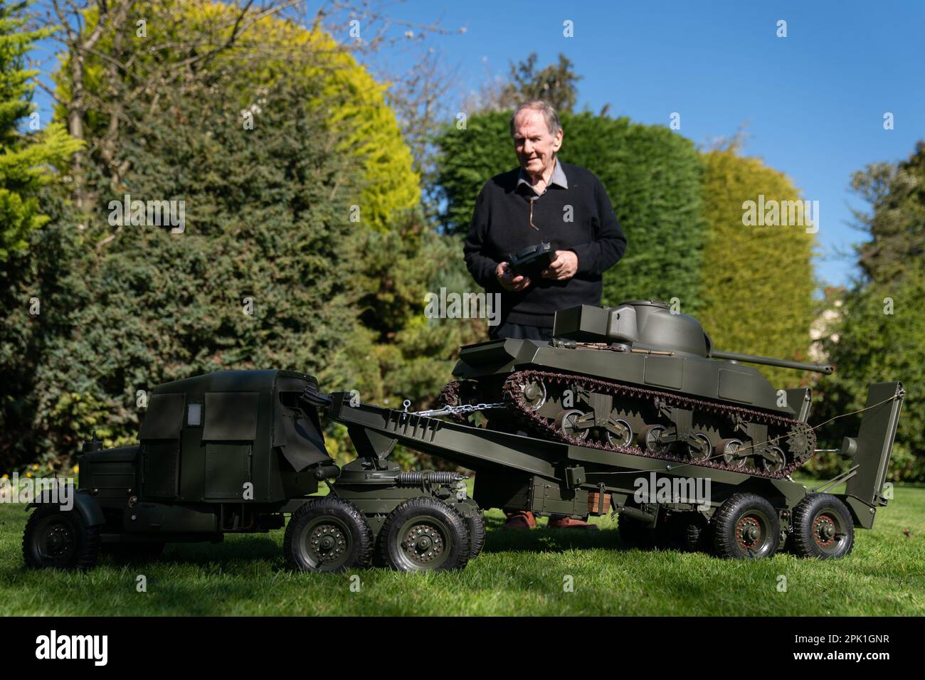Roland Hopper in his garden near Saffron Walden, Essex, with his 8ft ...