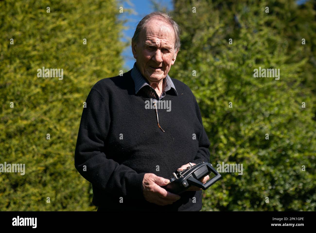 Roland Hopper in his garden near Saffron Walden, Essex, with his 8ft ...