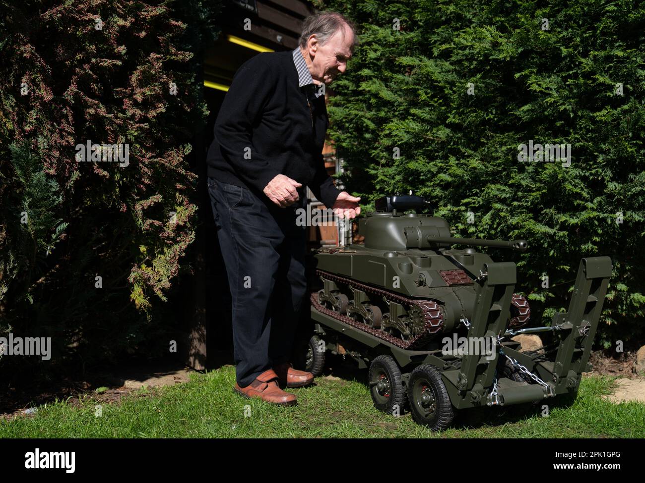 Roland Hopper in his garden near Saffron Walden, Essex, with his 8ft ...