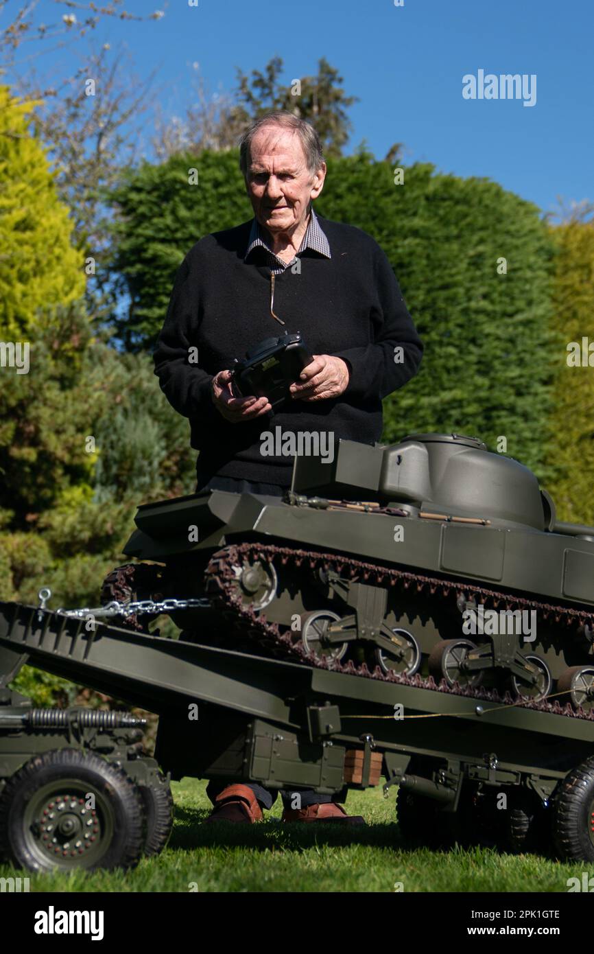 Roland Hopper in his garden near Saffron Walden, Essex, with his 8ft ...