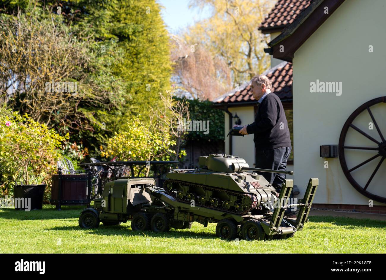 Roland Hopper in his garden near Saffron Walden, Essex, with his 8ft ...