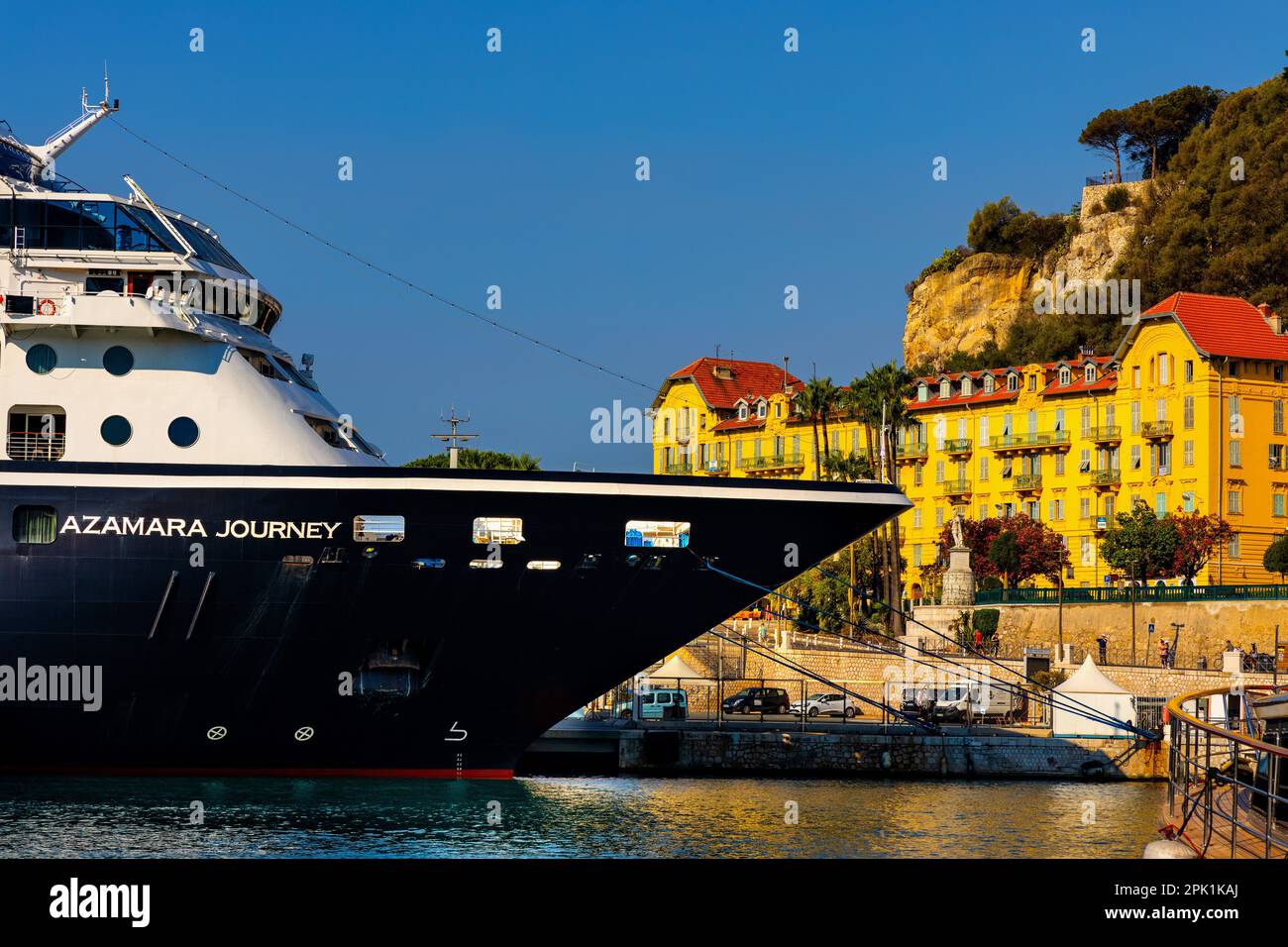 Nice, France - August 5, 2022: Nice port with Azamara Journey mega ...