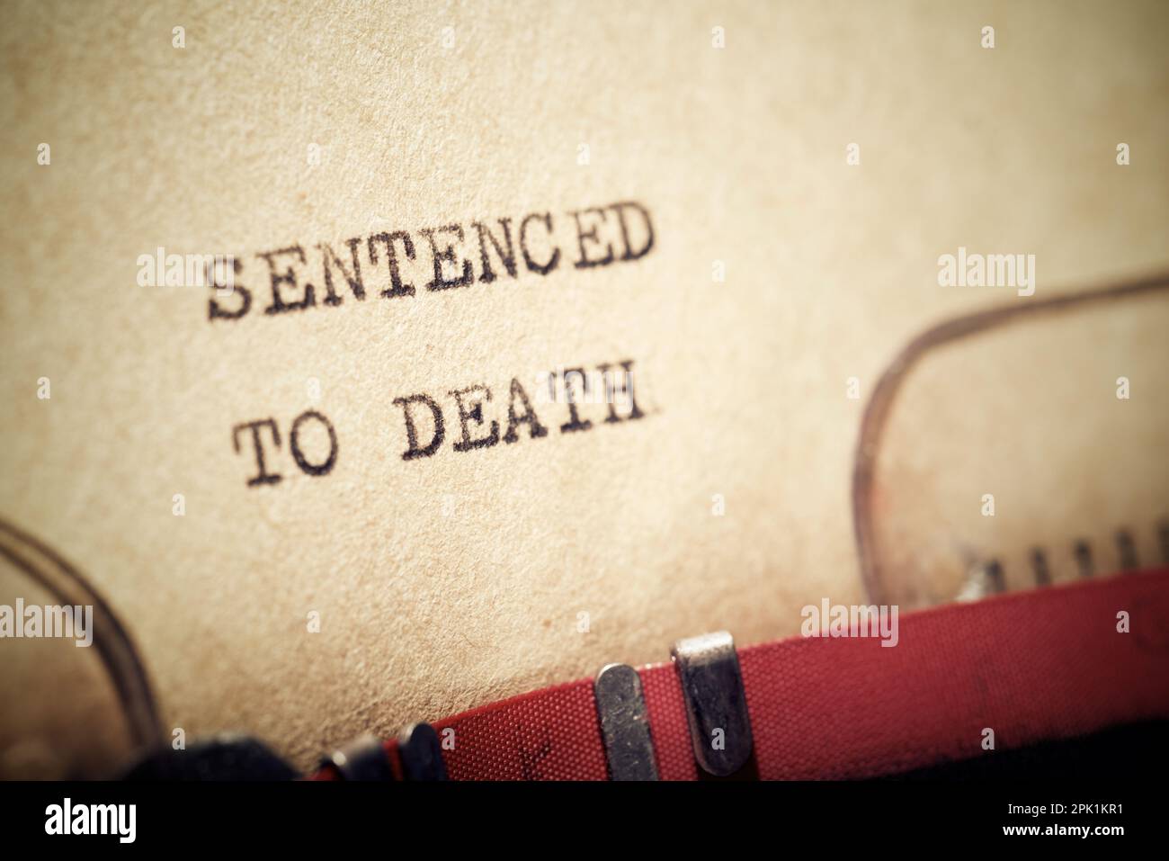 Sentenced to death text written with a typewriter Stock Photo - Alamy