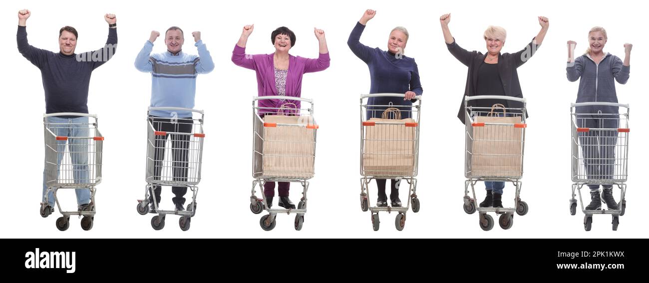 group of people with cart raised their hands up Stock Photo - Alamy