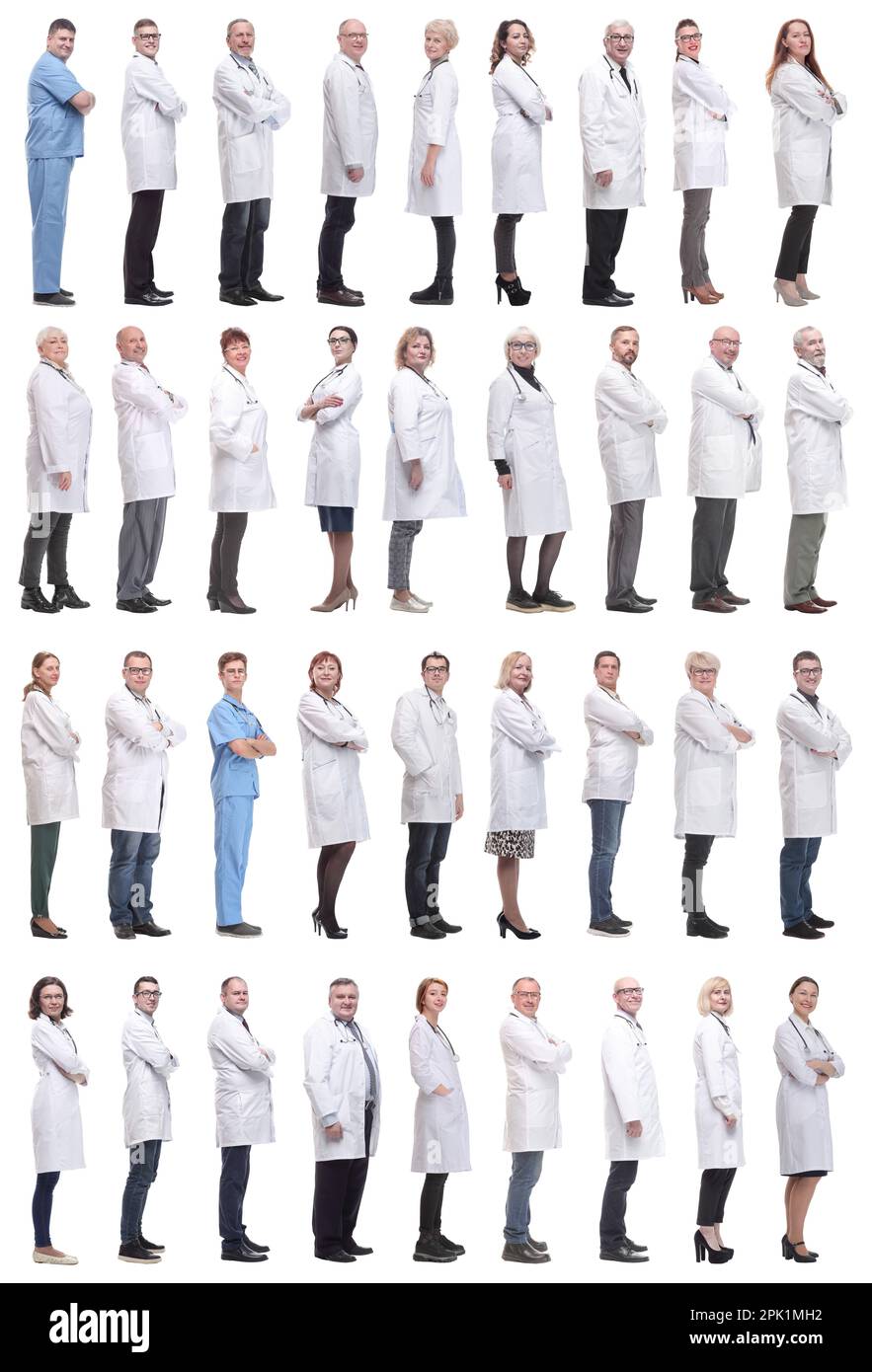 group of doctors in profile isolated on white Stock Photo - Alamy
