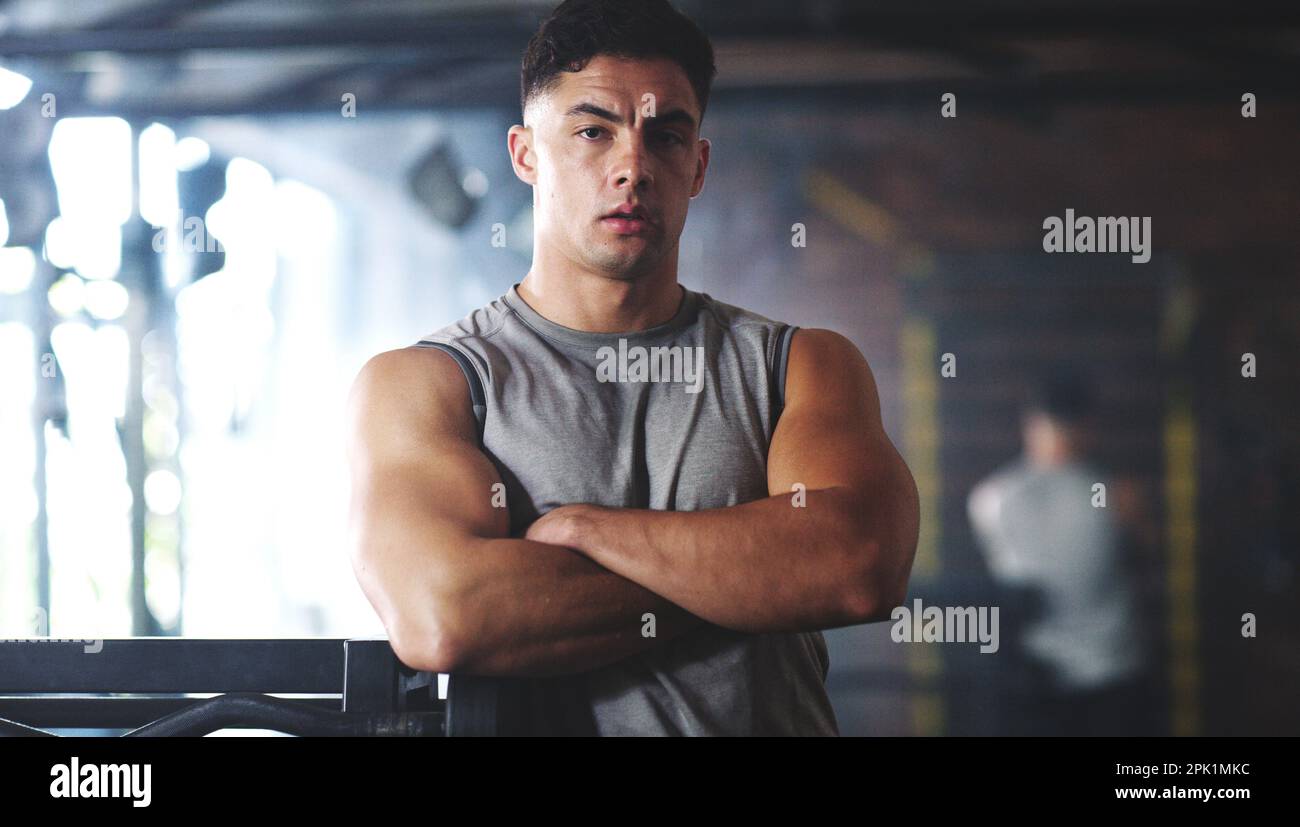 This is where I sculpt my body of steel. Portrait of a sporty young man ...