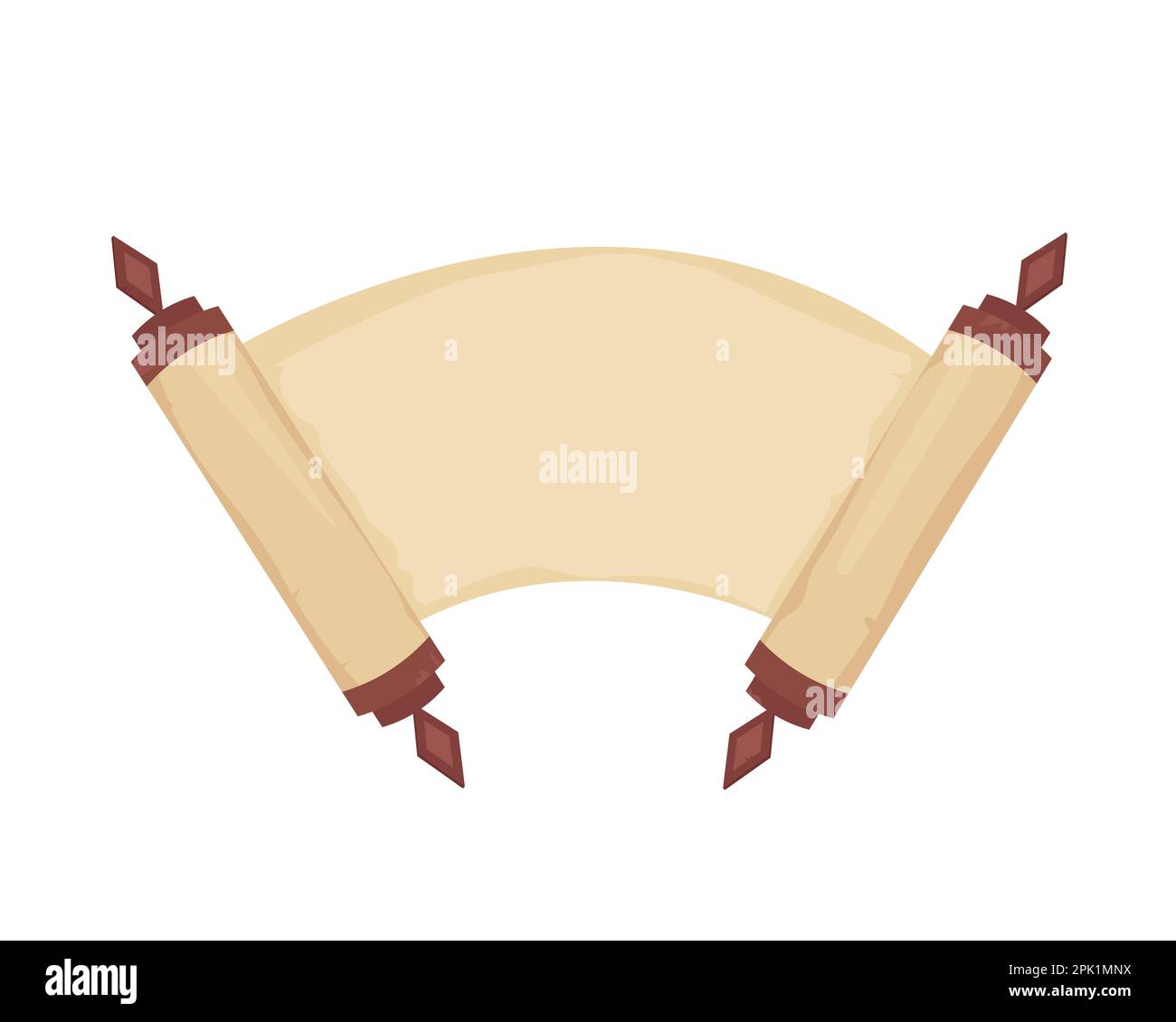 Cartoon old paper scroll. Vintage roll with wooden handles Stock Vector ...