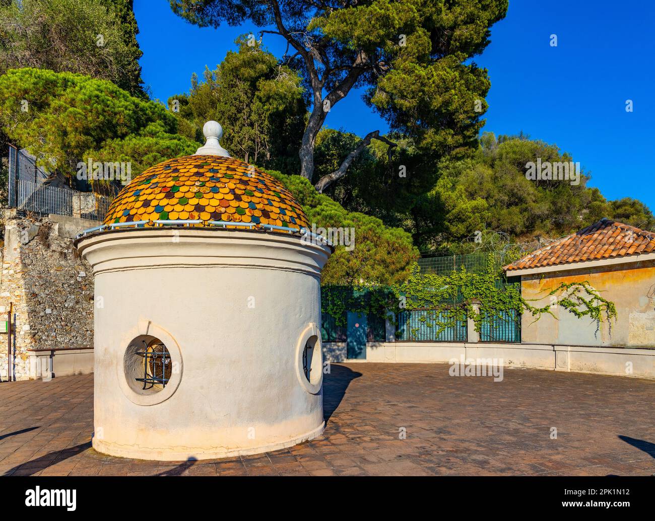 Nice, France - July 30, 2022: Sunset view of Colline du Chateau Castle ...