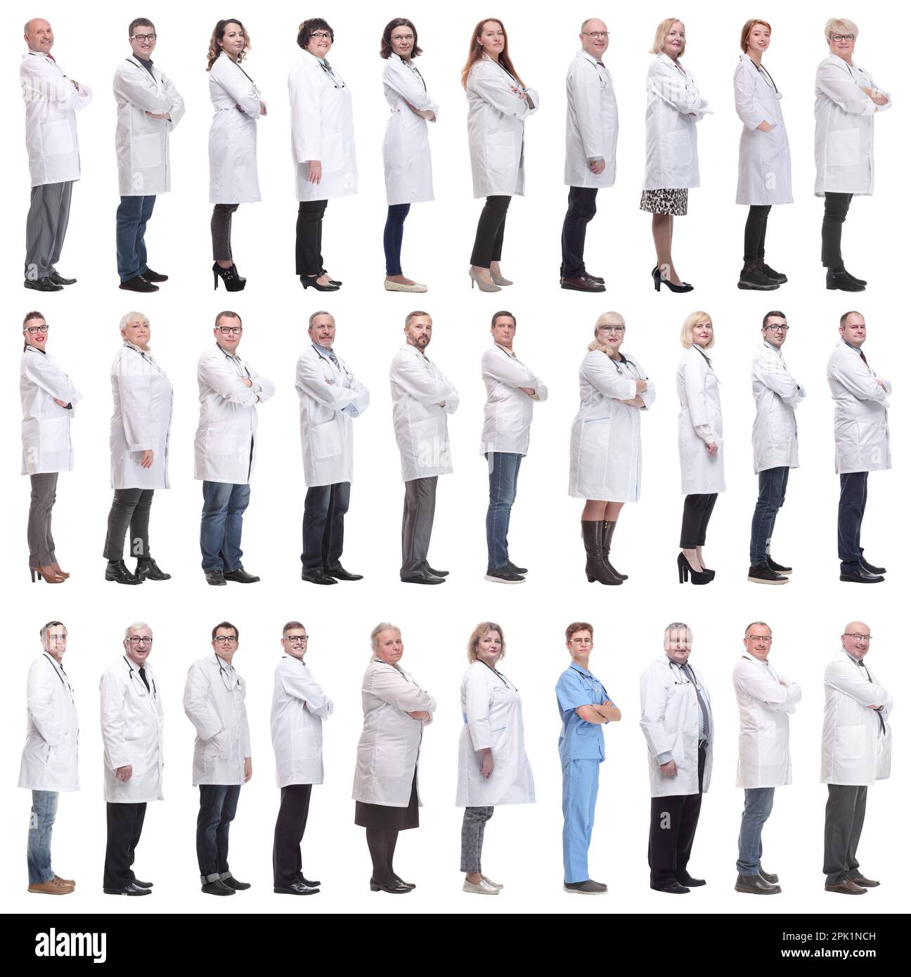 group of doctors in profile isolated on white Stock Photo - Alamy