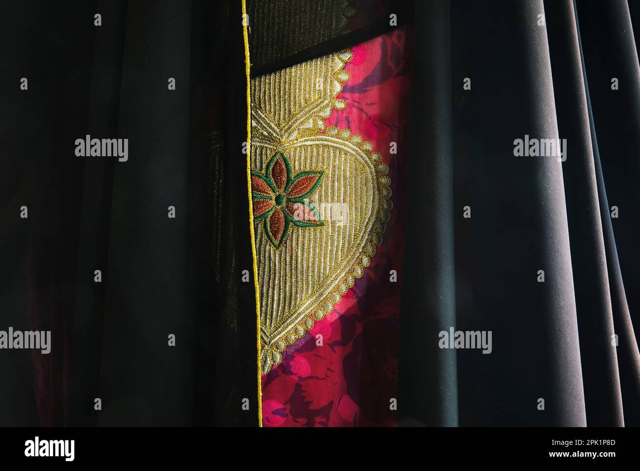 Detail of a typical woman's embroidered clothing, wardrobe, robe. At ...