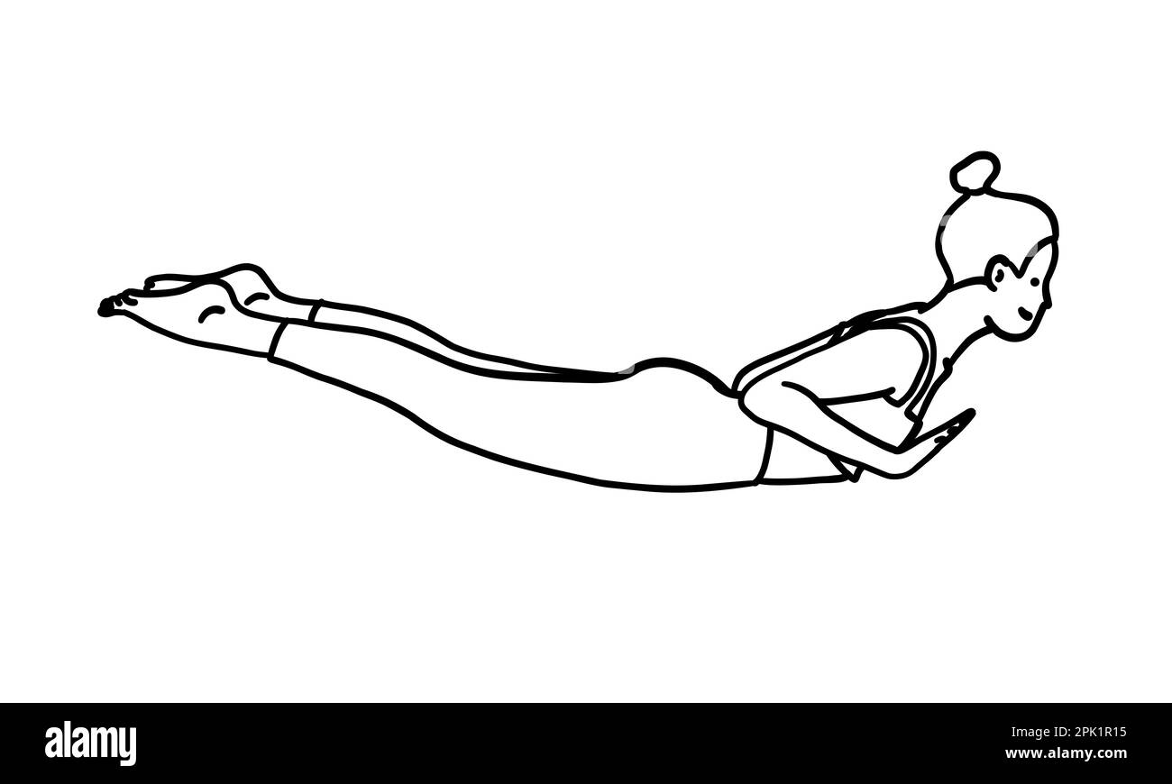 Training in pilates and yoga pose female character. Meditation, pilates ...