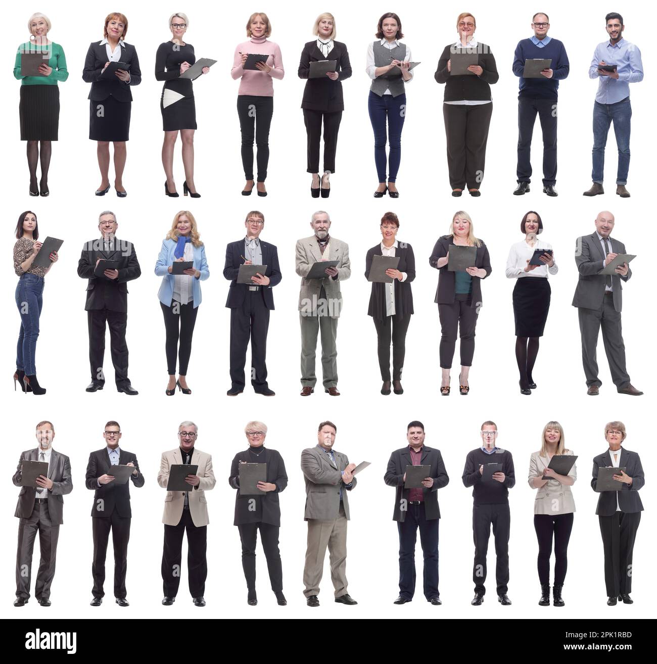 group of successful people with notepad in hands isolated Stock Photo ...