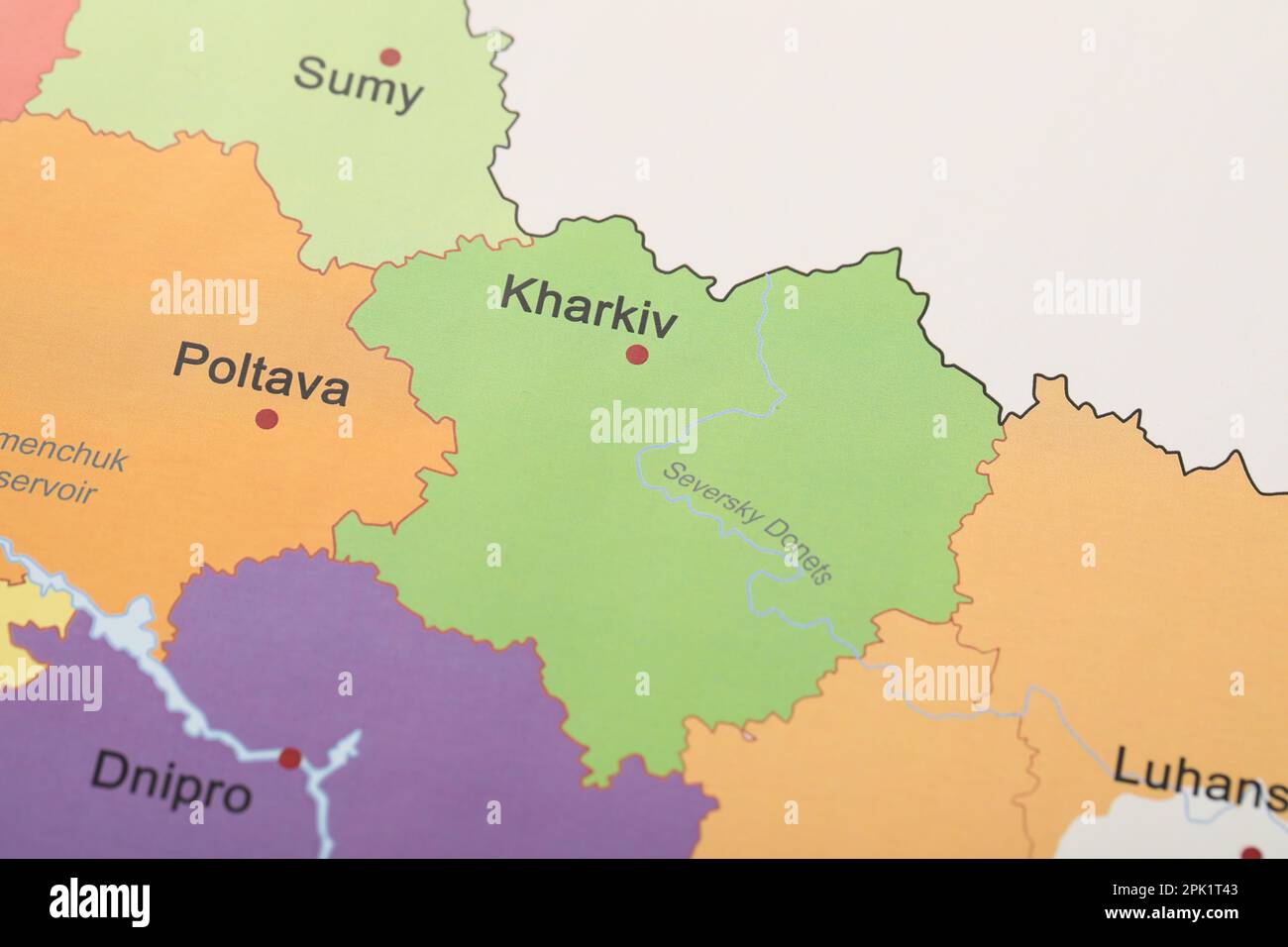 Kharkiv region on map of Ukraine, closeup Stock Photo - Alamy