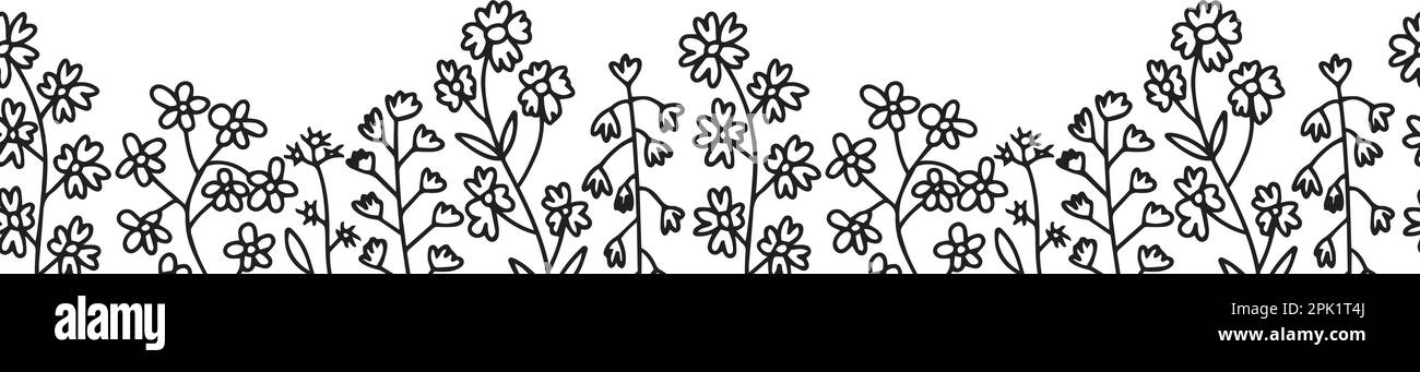 Vector wild flowers seamless border Stock Vector Image & Art - Alamy