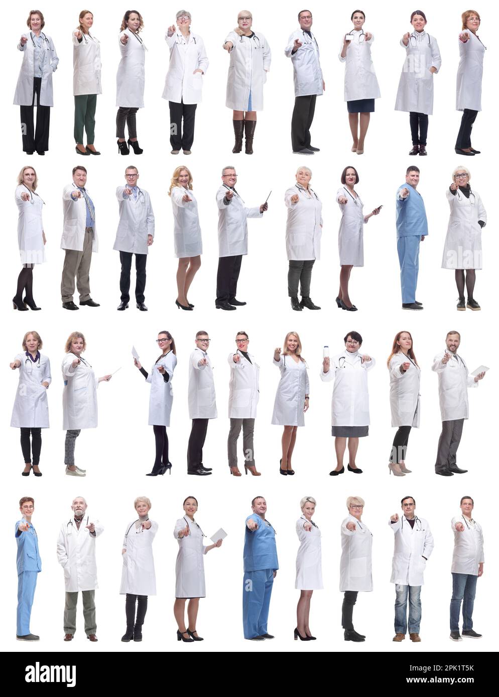 group of doctors in full length isolated on white Stock Photo - Alamy