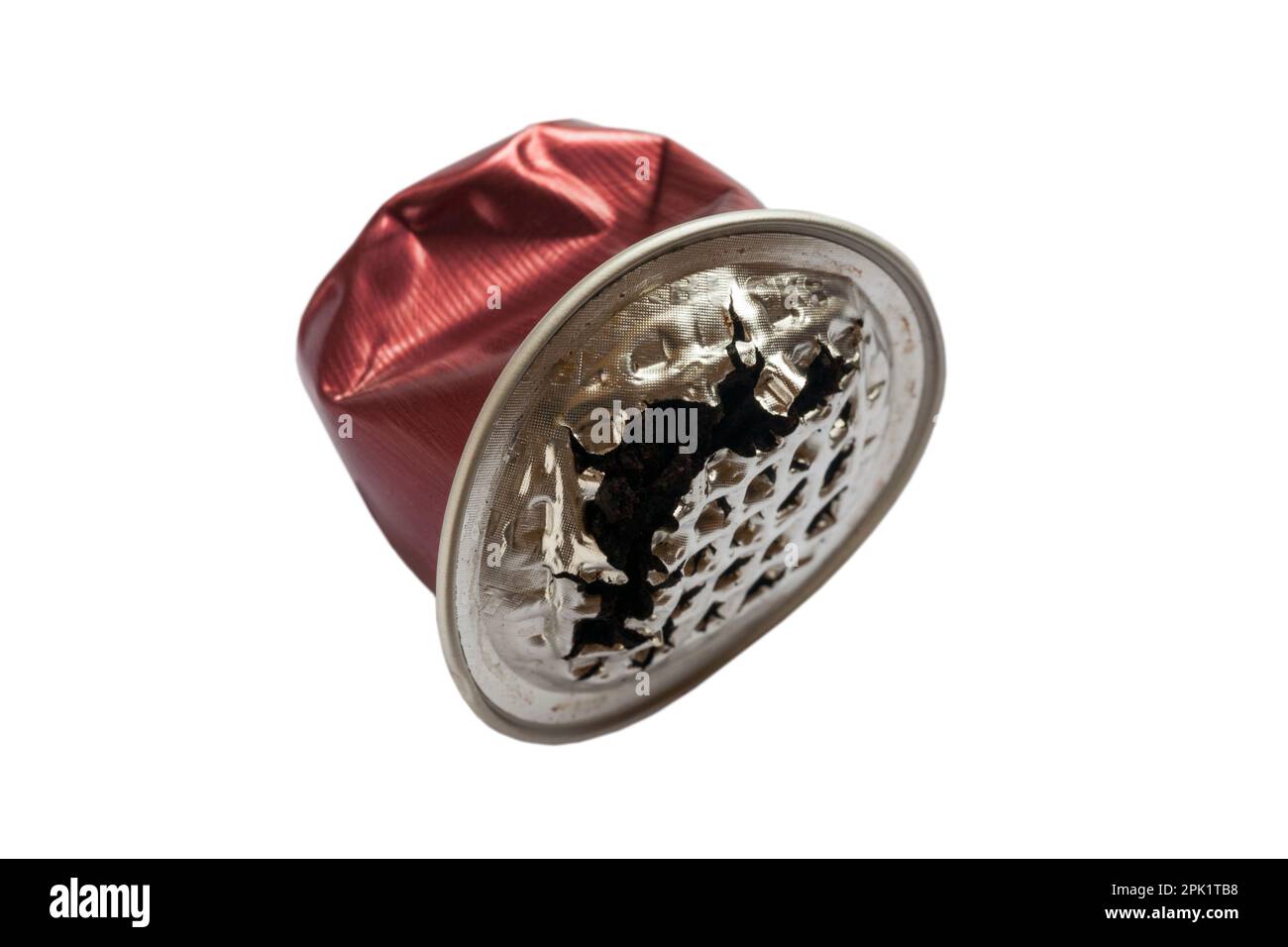 squashed coffee capsule used coffee pod isolated on white background ...