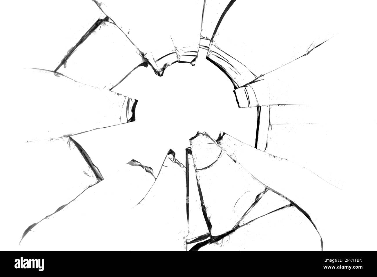 Broken glass concept with hole for design on transparent background ...