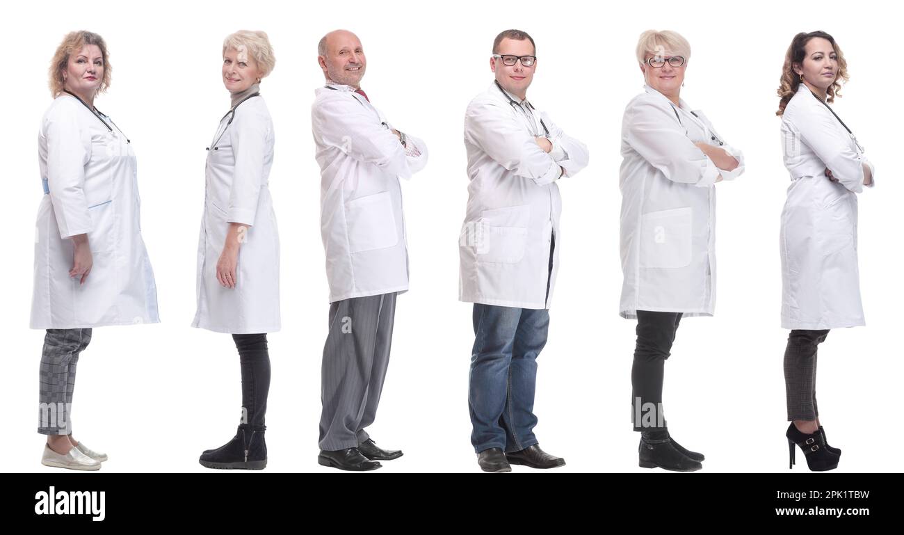 group of doctors in profile isolated on white Stock Photo - Alamy