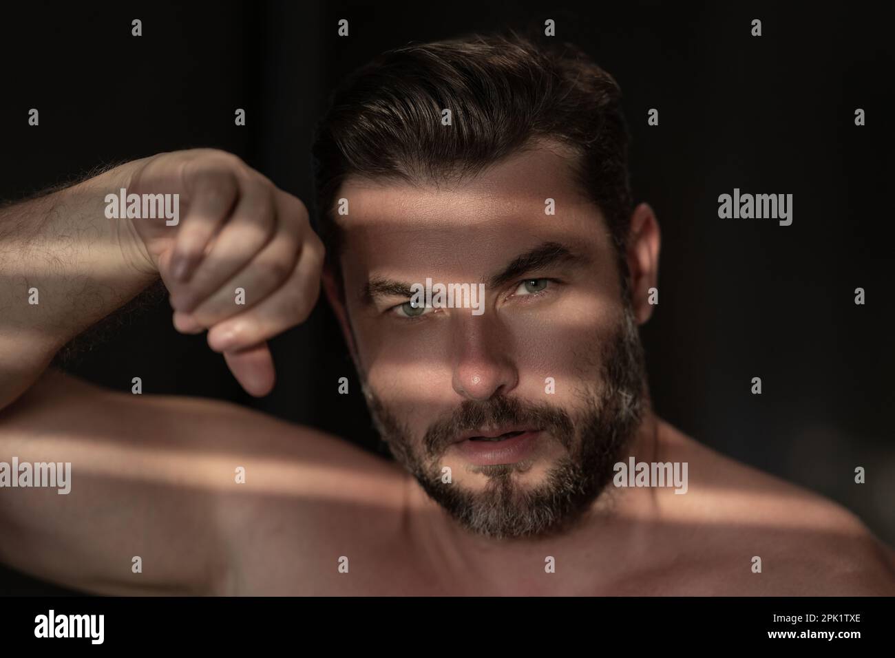 Beautiful man with clean perfect skin. Beauty male skin care ...