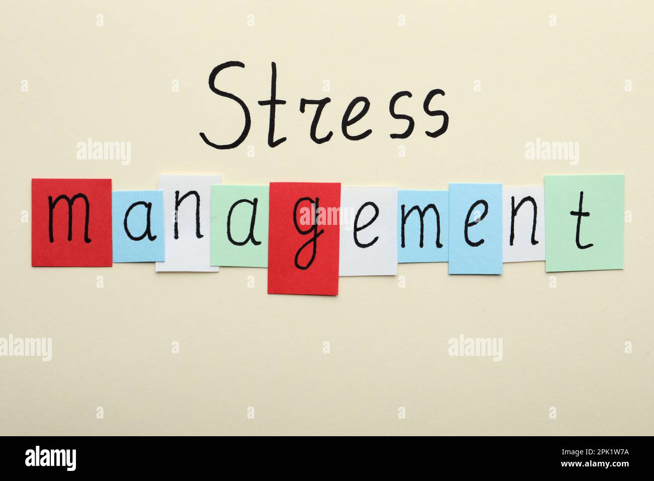 Words Stress Management on beige background, flat lay Stock Photo - Alamy