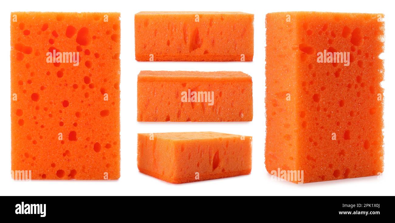 Set with cleaning sponges on white background. Banner design Stock ...