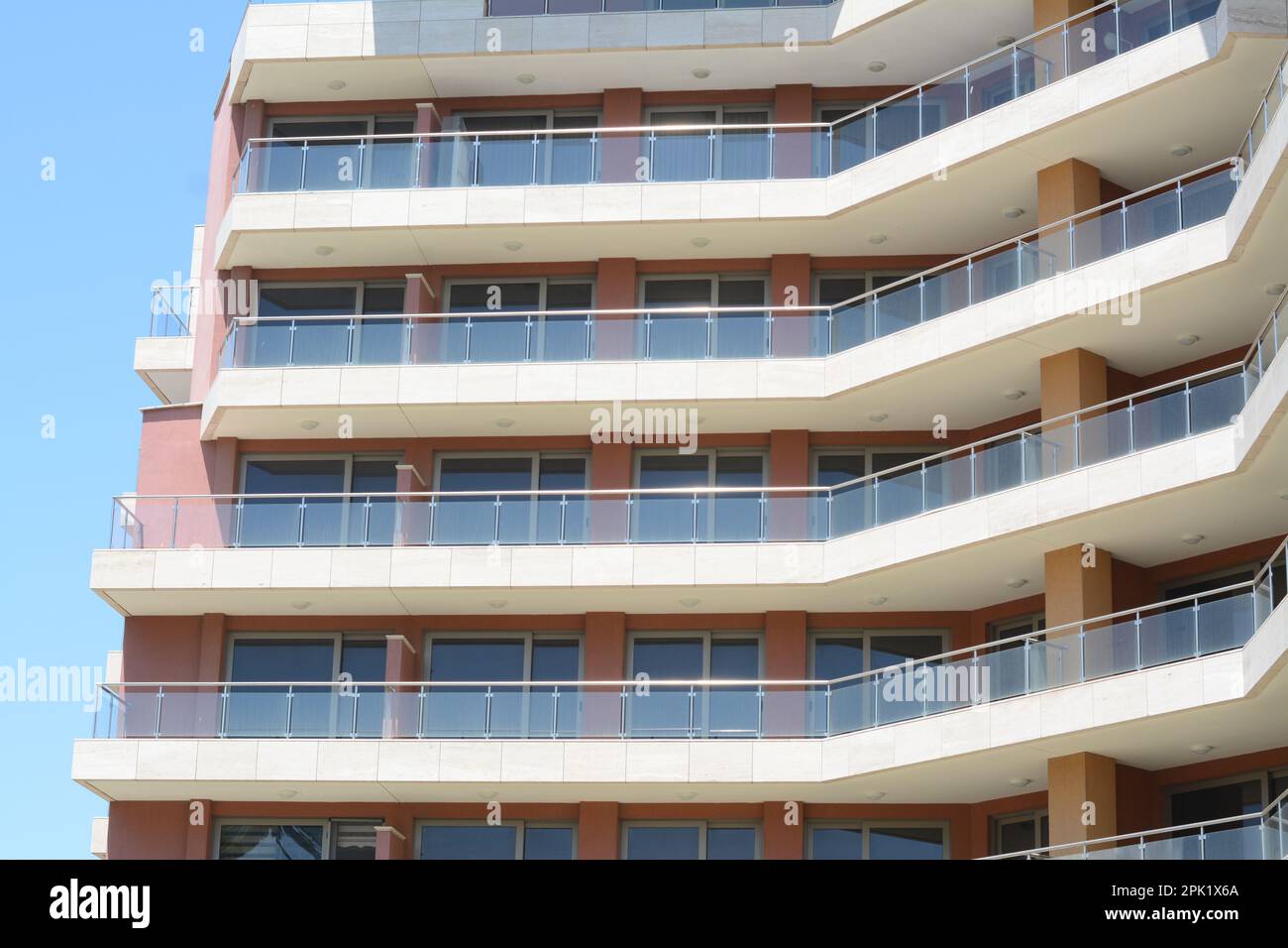 Exterior of beautiful residential building with balconies Stock Photo ...
