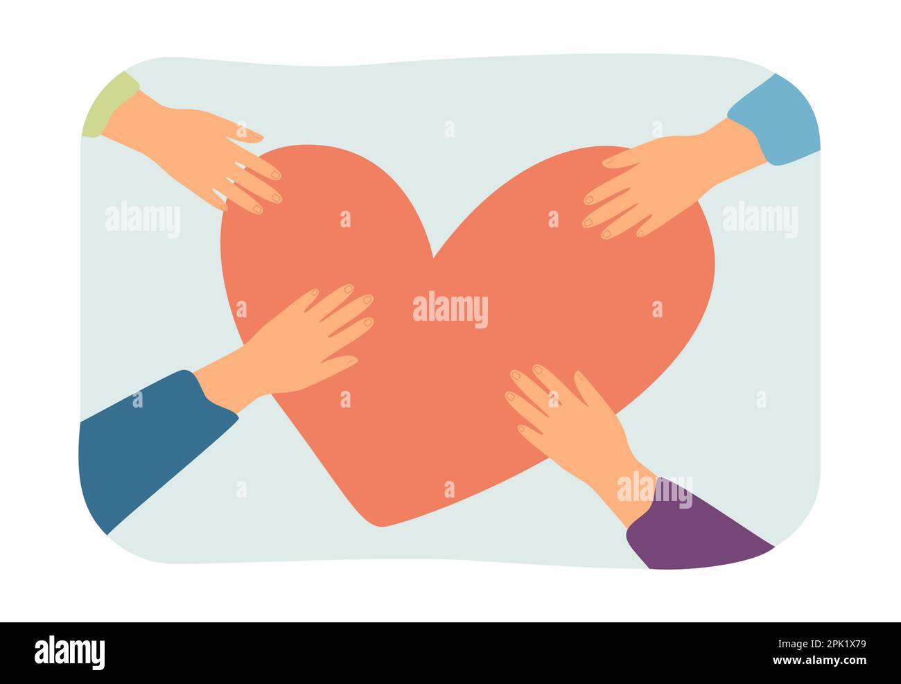 Human hands on big heart flat vector illustration Stock Vector Image ...