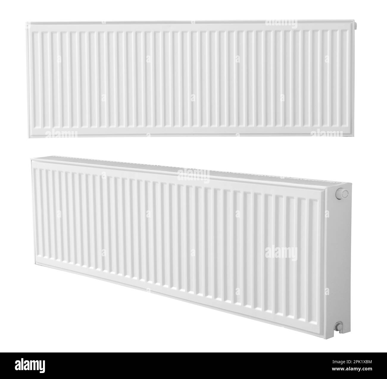 Modern panel radiators on white background. Heating system Stock Photo ...
