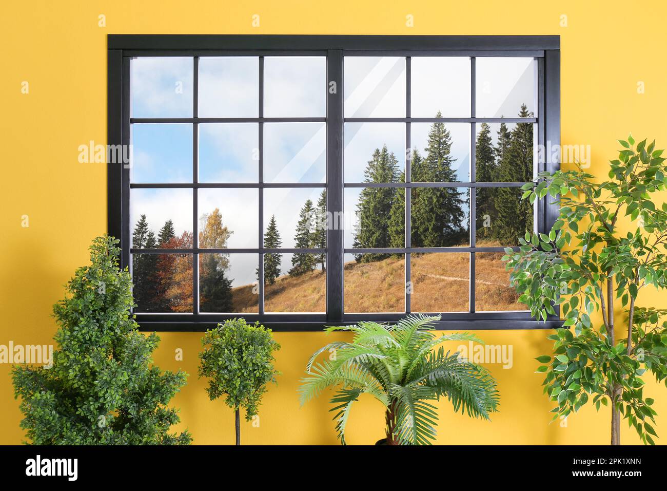 Mountain landscape view through glass hi-res stock photography and ...