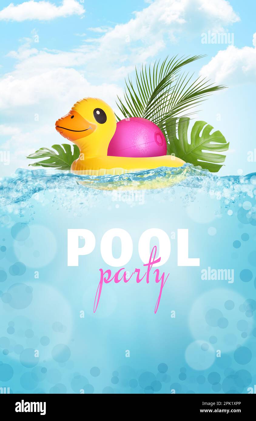 Bright summer swimming pool party advertising poster Stock Photo - Alamy