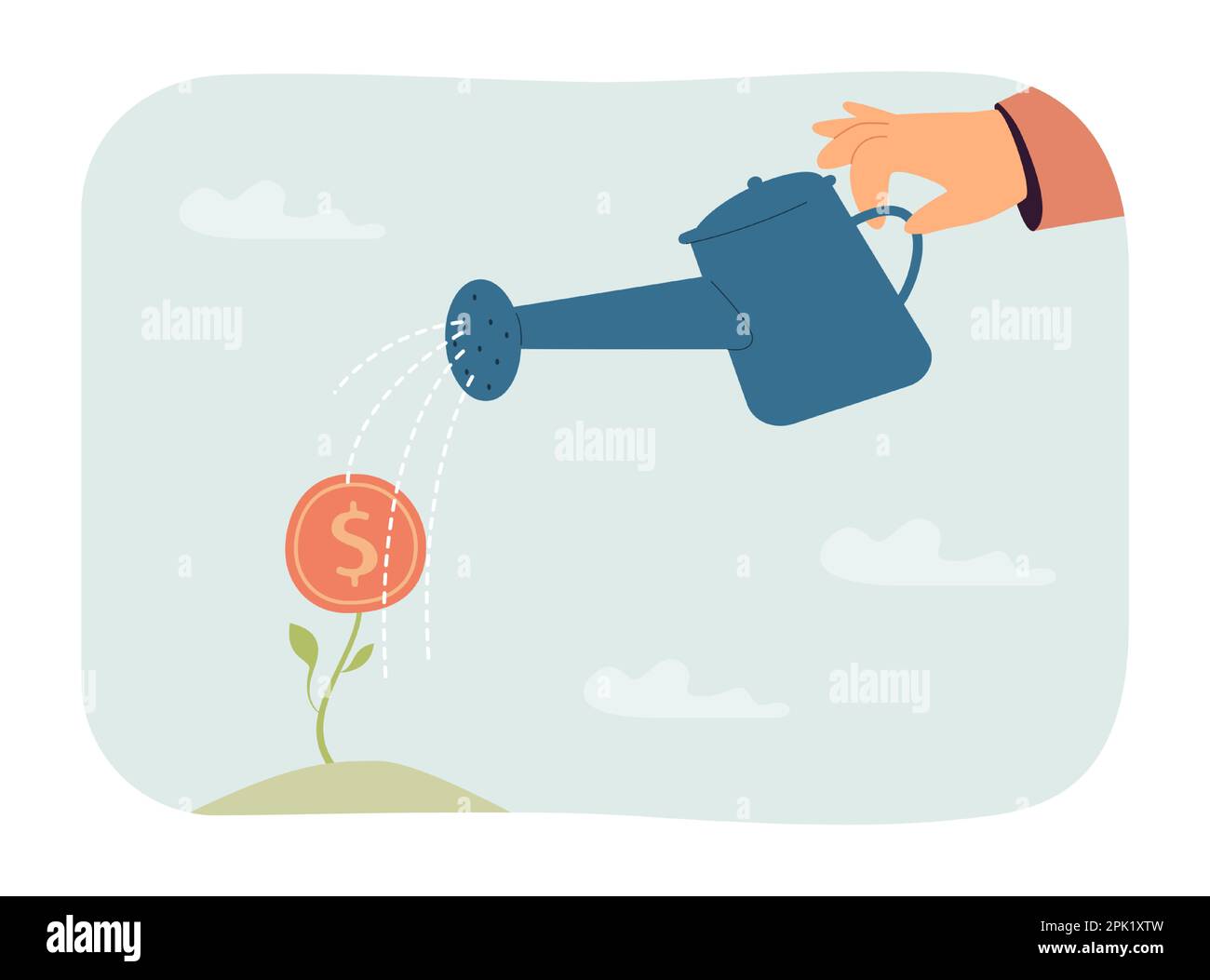 Person watering money plant flat vector illustration Stock Vector Image ...