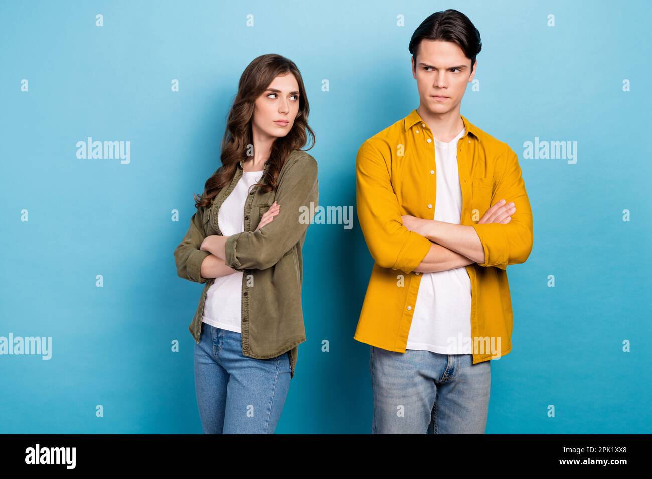 Photo of two best friends dissatisfied argue conflict problem ...